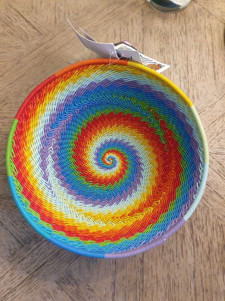 Large Rainbow Telephone Wire Bowl - Woman & Thoughts